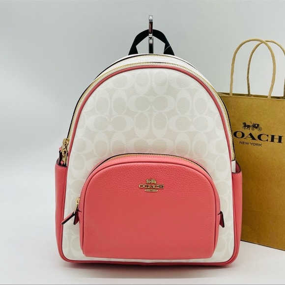 Coach | Bags | Coach Court Backpack In Signature Canvas Leather | Poshmark